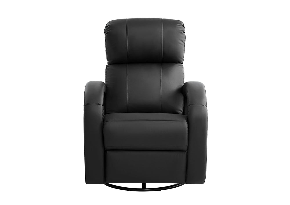 Elegant Black Leather Recliner - Swivel & Rock Features