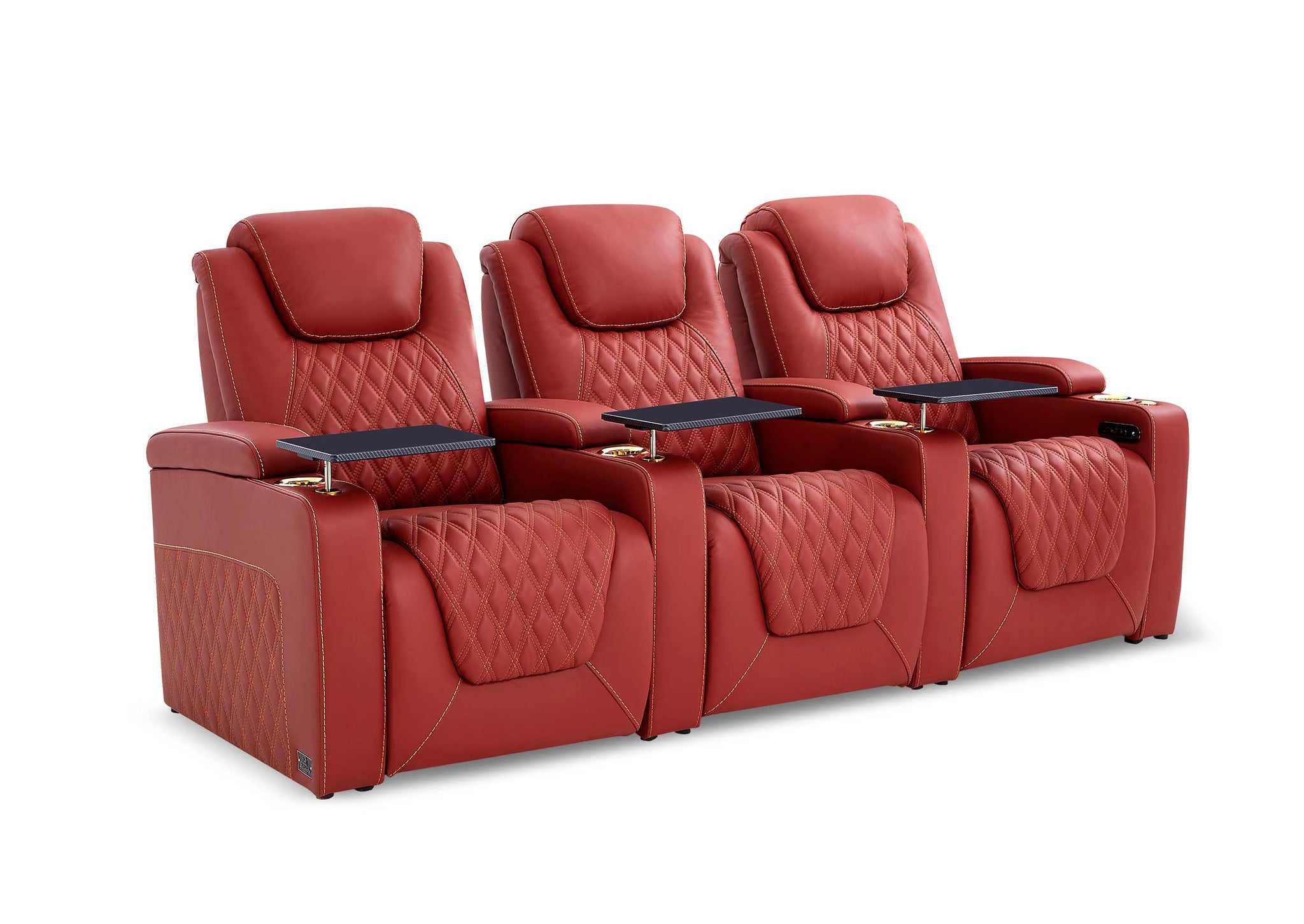Red Home Theater Sofa | Row Of 3 Cinema Seats