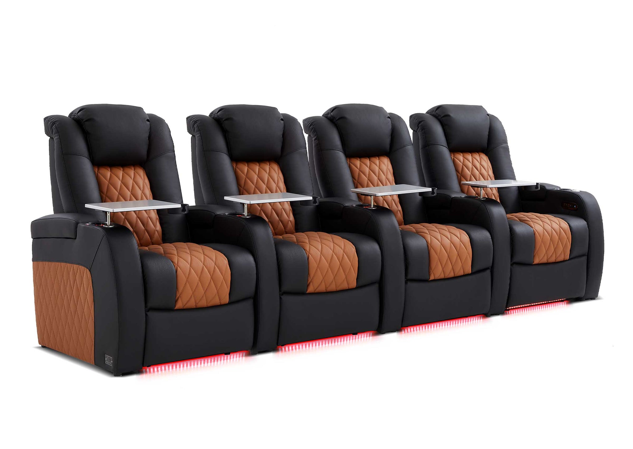 4 Seat Home Theater Recliner | Black and Brown Design