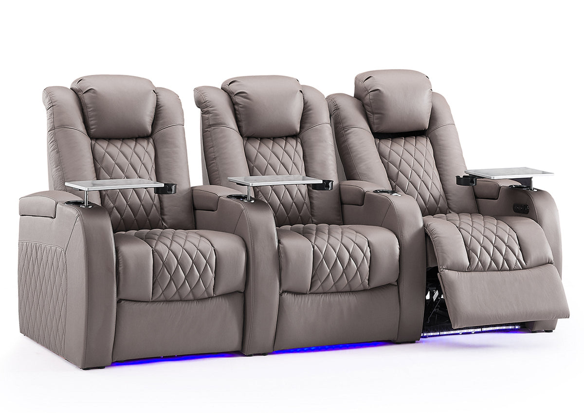 Grey Luxury Theater Seating | Premium Leather | Limited Offer