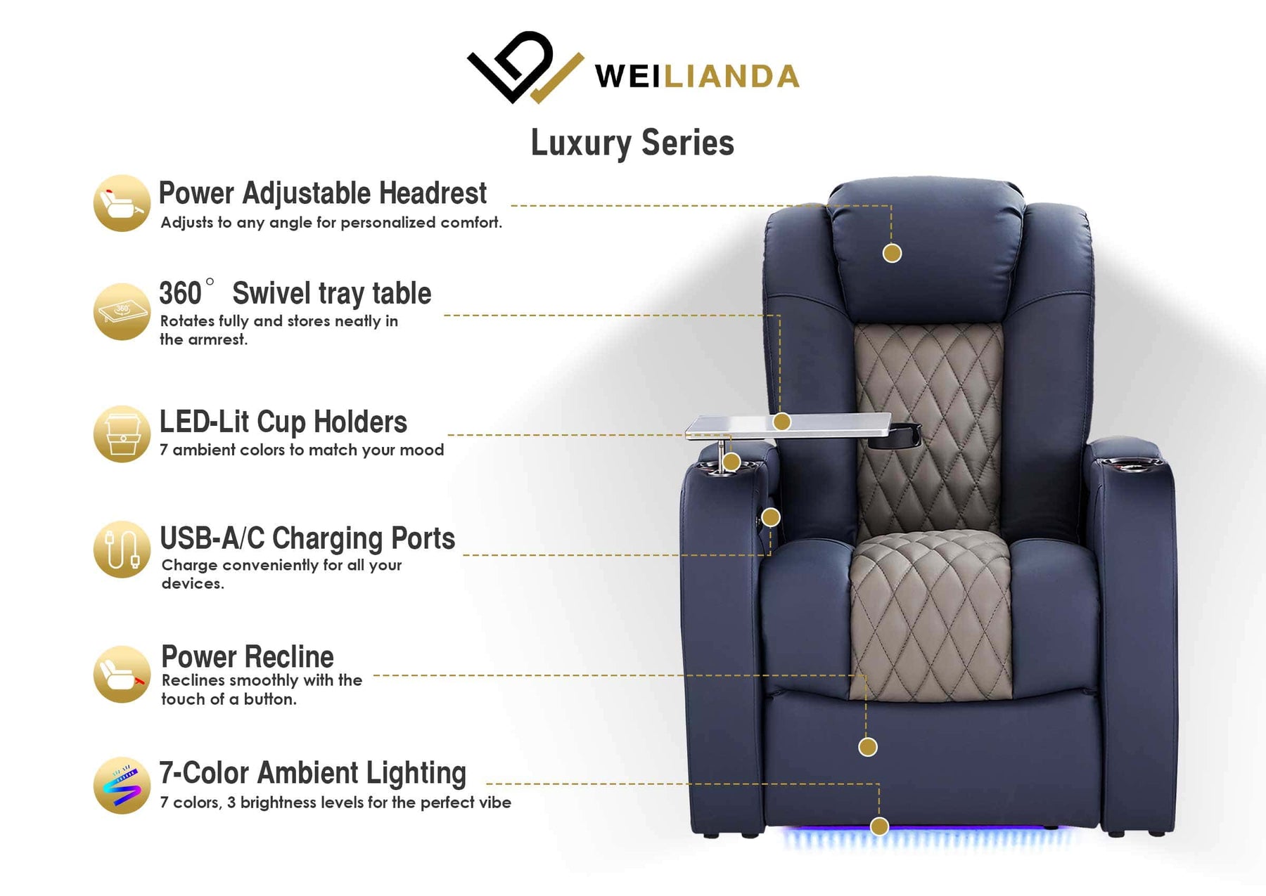 Luxury Blue Home Theater Chairs | Elevate Your Cinema Experience